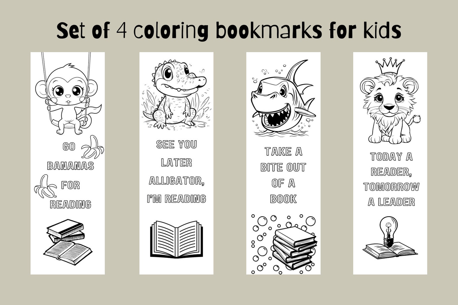 Printable Coloring Bookmarks - Etsy