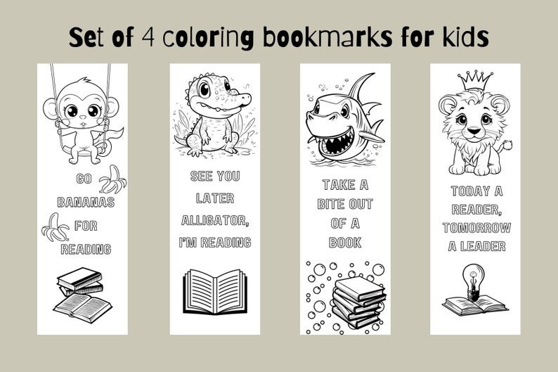 Printable Childrens Coloring Bookmarks - Etsy