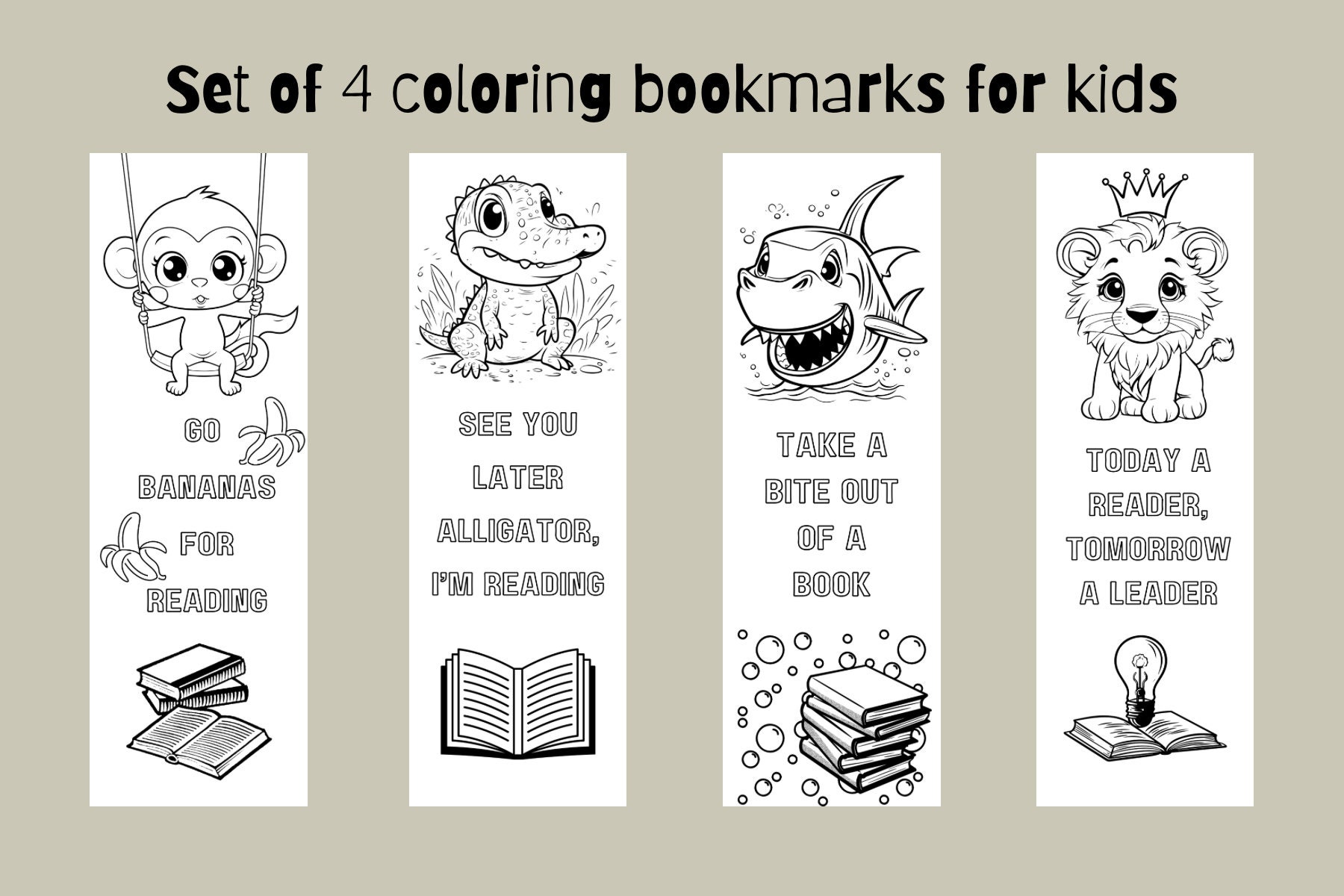Printable Coloring Bookmarks - Etsy