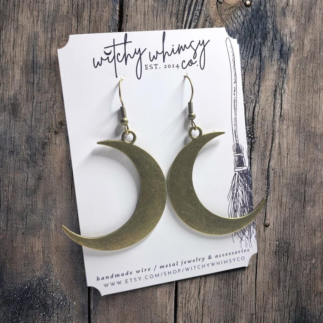 Under a Bronze Moon | Statement Dangle Retro Antique Bronze Celestial ...