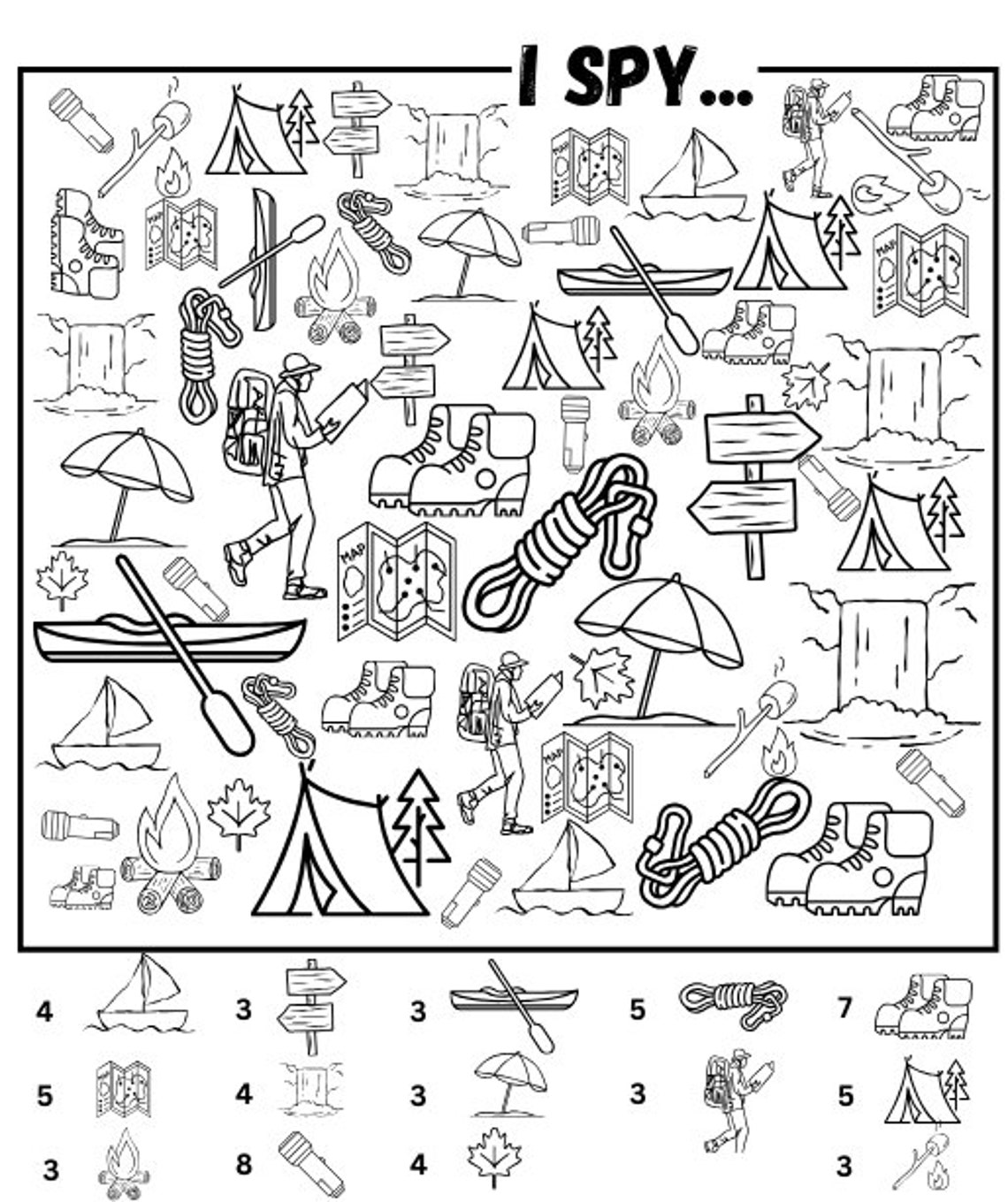 I Spy Printable Coloring Pages, I Spy Coloring Pages, I Spy Camping, I ...
