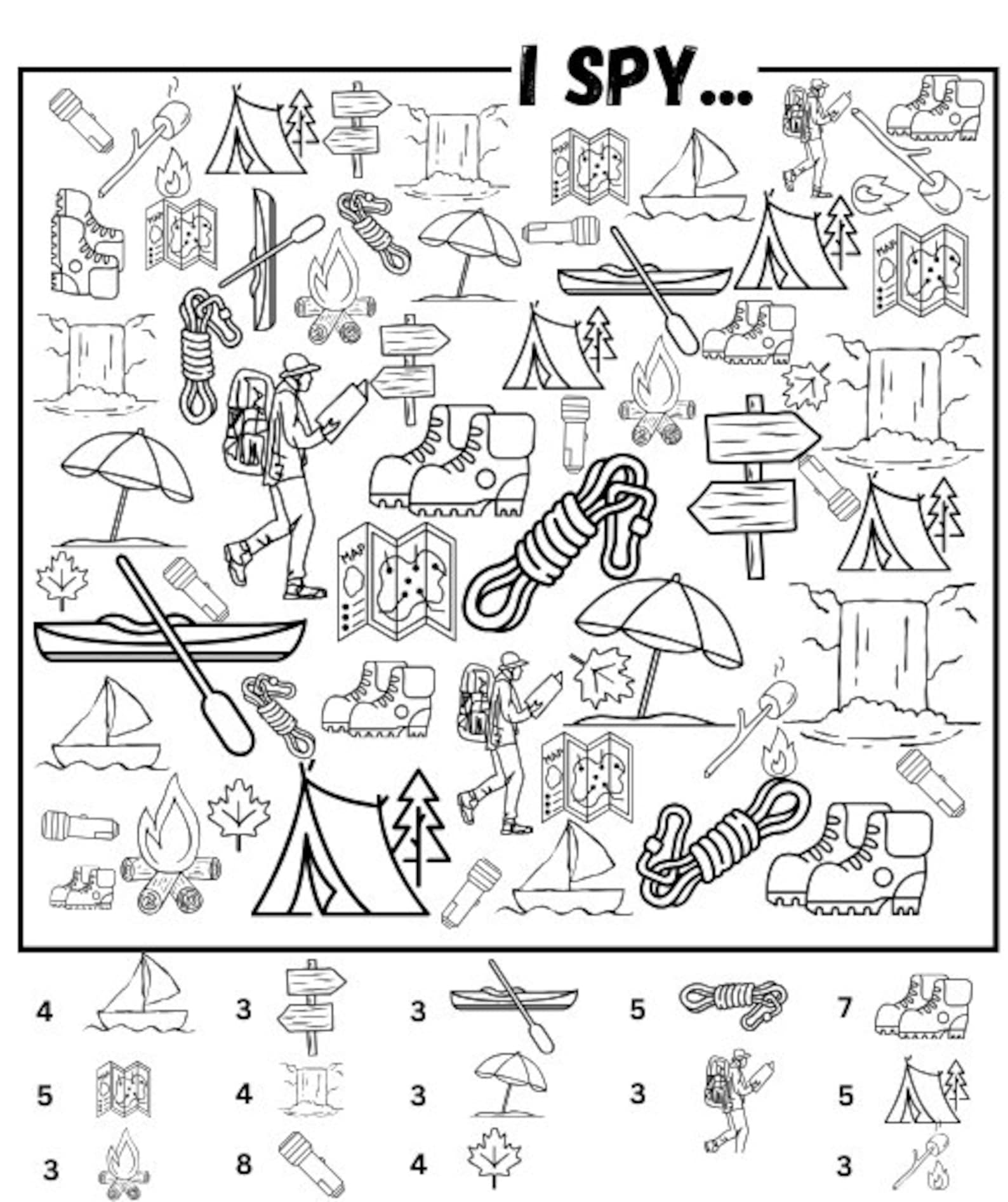 I Spy Printable Coloring Pages, I Spy Coloring Pages, I Spy Camping, I ...
