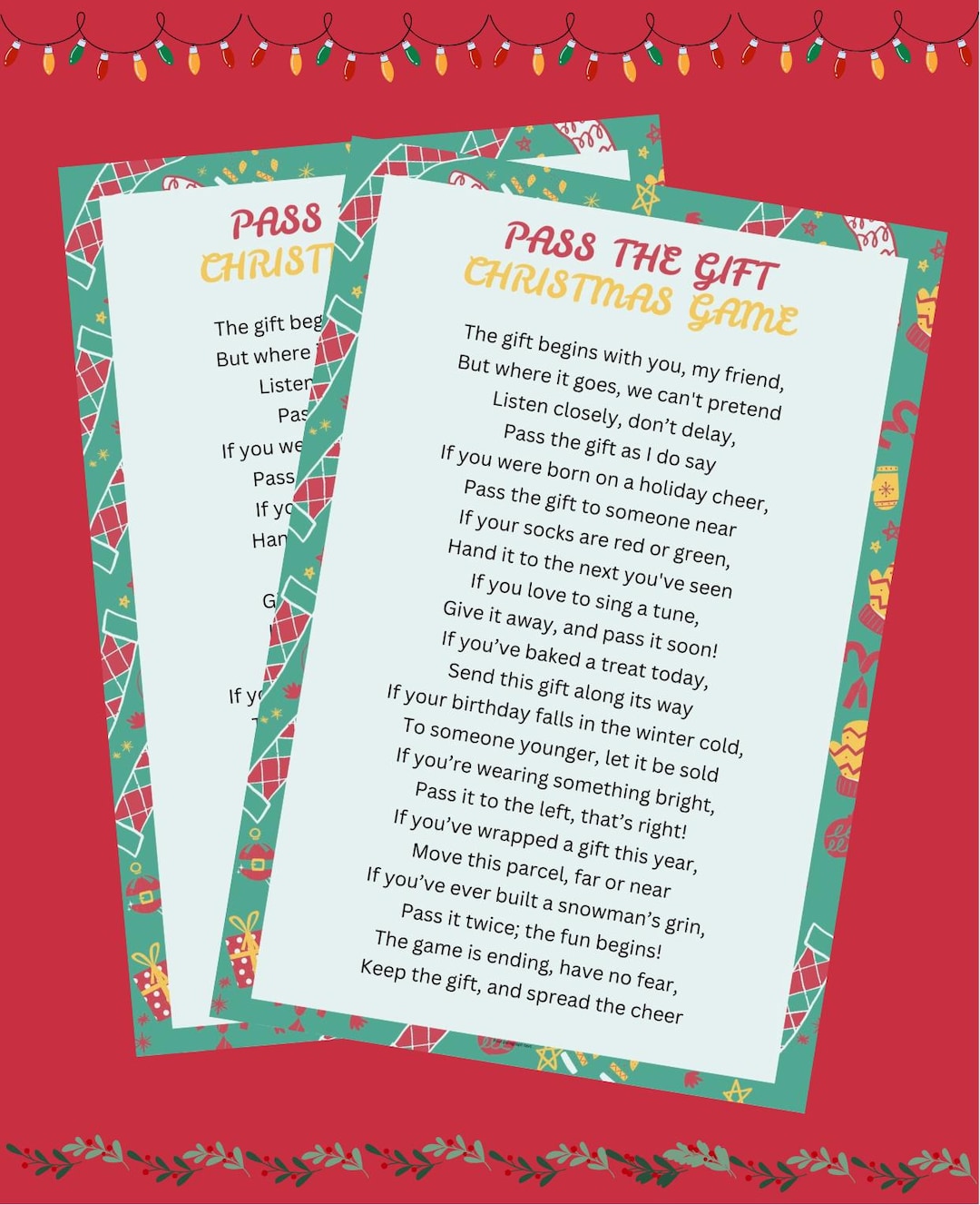 Printable Pass the Gift Game Poem Christmas Party Game Fun Holiday ...