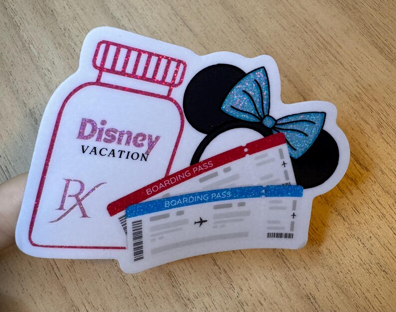 Disney Vacation Boarding Pass Glitter Sticker, Easy Peel, Water ...