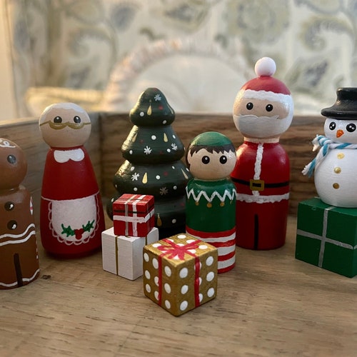 Christmas Play Set Hand Painted Wooden Toy Figures Set of - Etsy