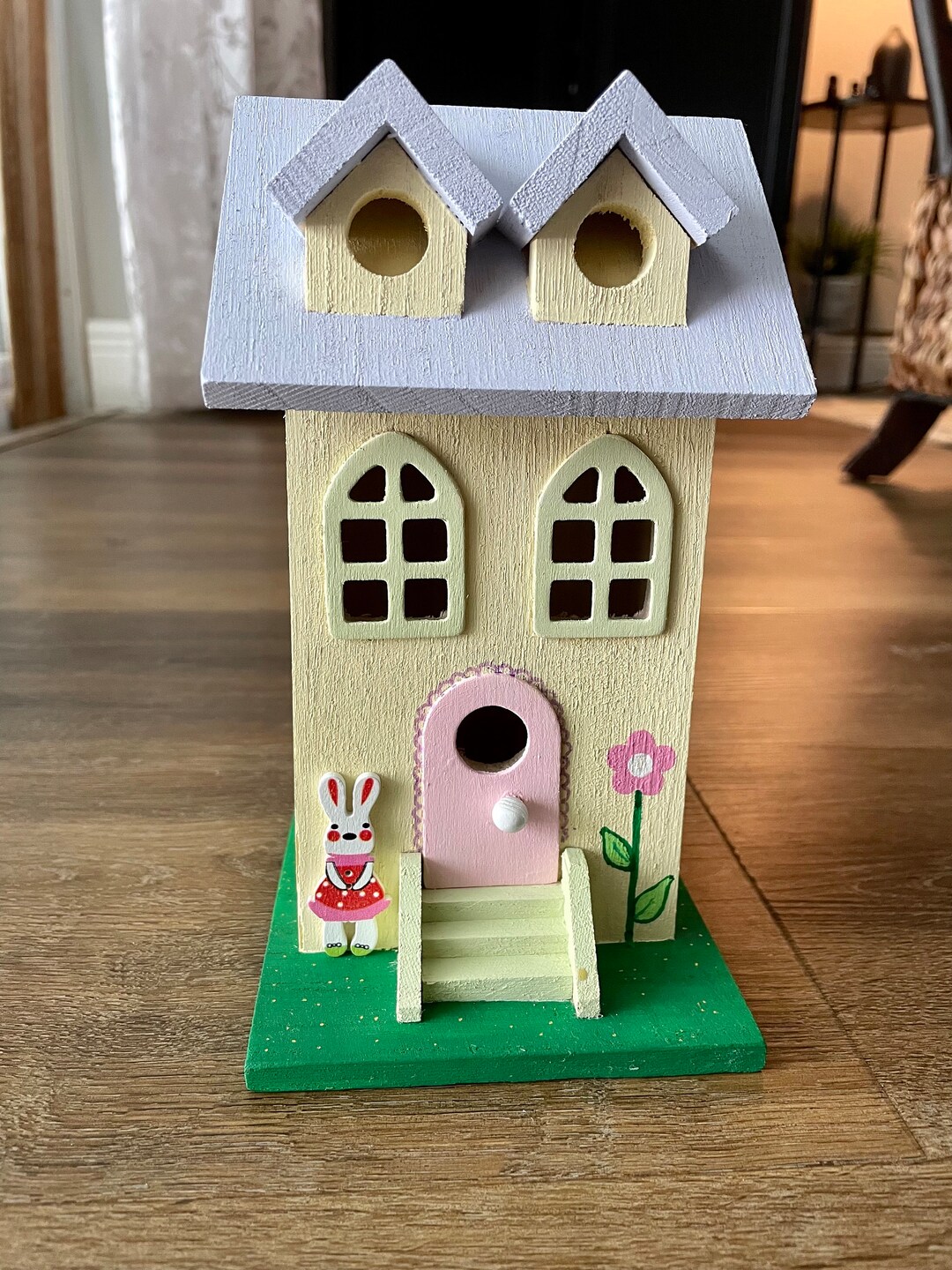 The Easter Bunny House, Miniature Decorated House, Hand-painted Wood ...