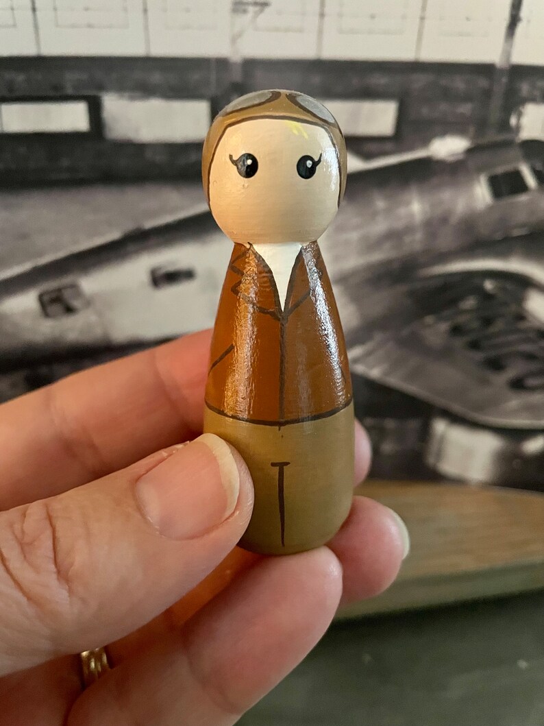 Amelia Earhart Pilot Aviation Peg Doll Influential Women in - Etsy