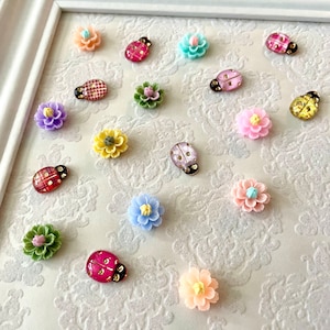 Ladybugs and Flowers Push Pins | Decorative Nature Thumbtacks ...