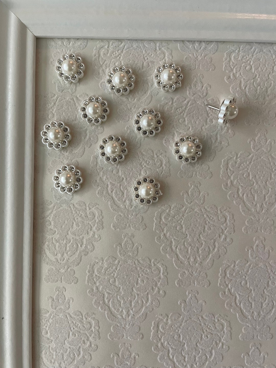 Pearl Rhinestone Round Design Push Pins Set | Decorative Thumbtacks ...