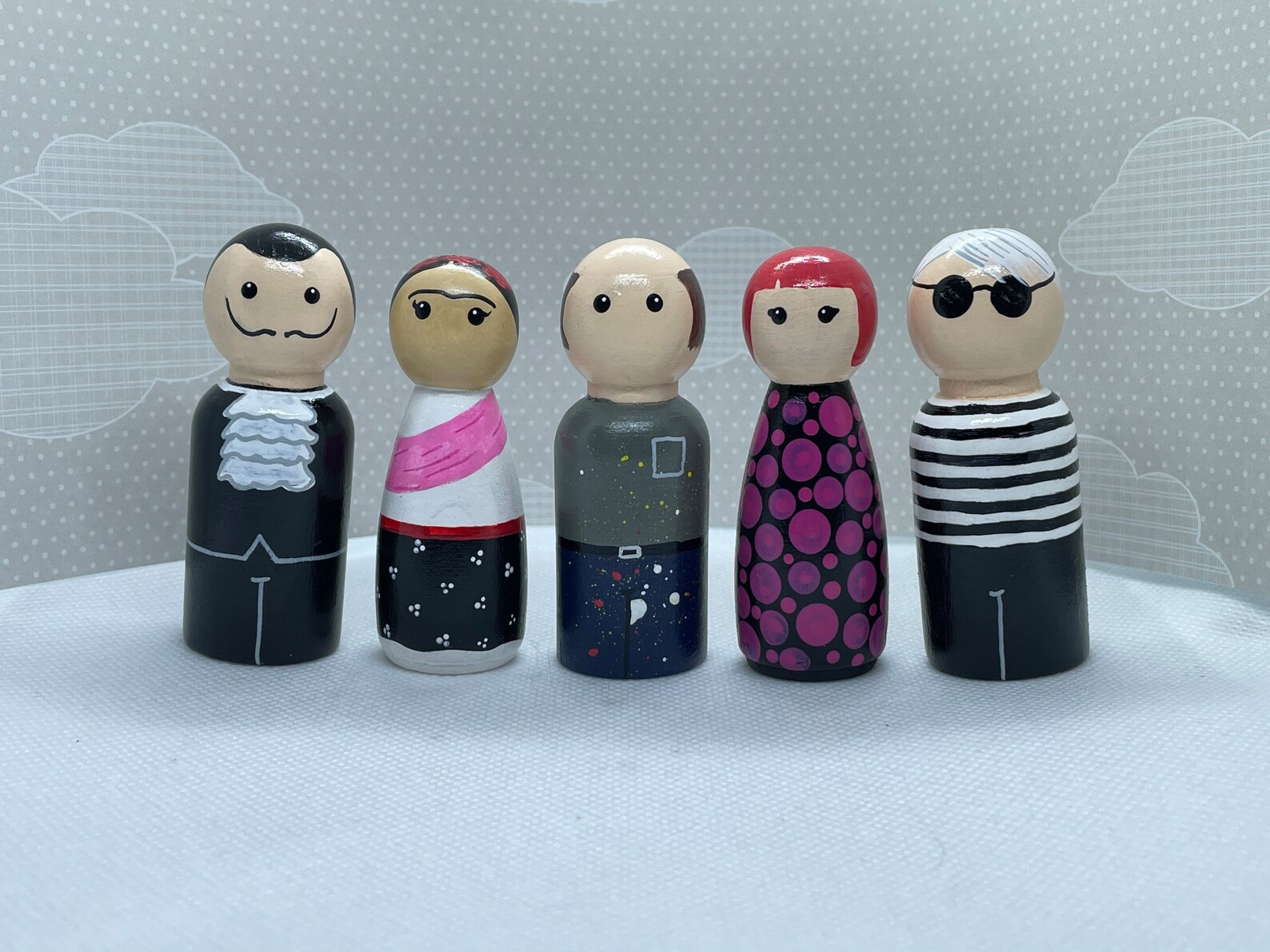 Iconic Artists Peg Dolls | Kahlo Pollock Warhol Kusama Dali | Art ...