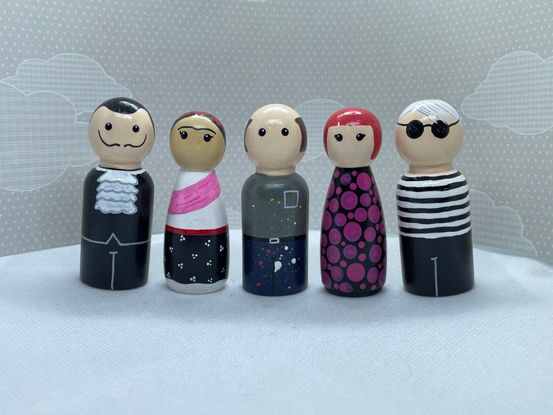 Iconic Artists Peg Dolls | Kahlo Pollock Warhol Kusama Dali | Art ...