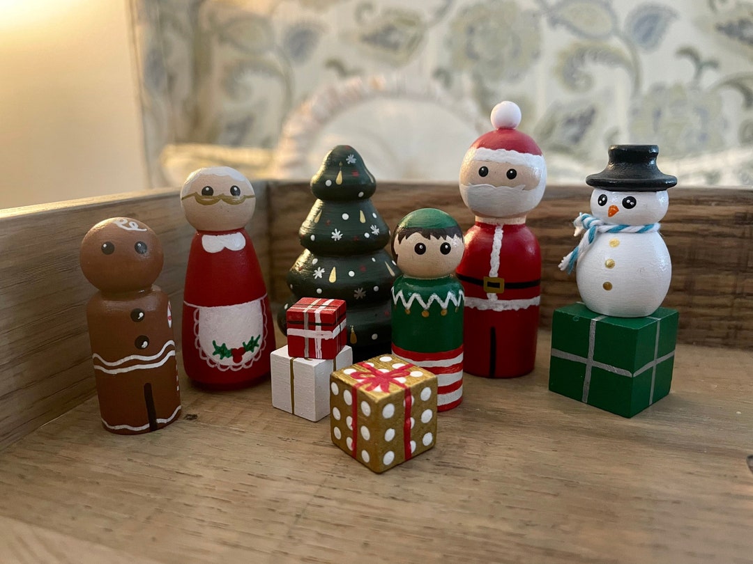 Christmas Play Set | Hand Painted Wooden Toy Figures | Set of 10 ...