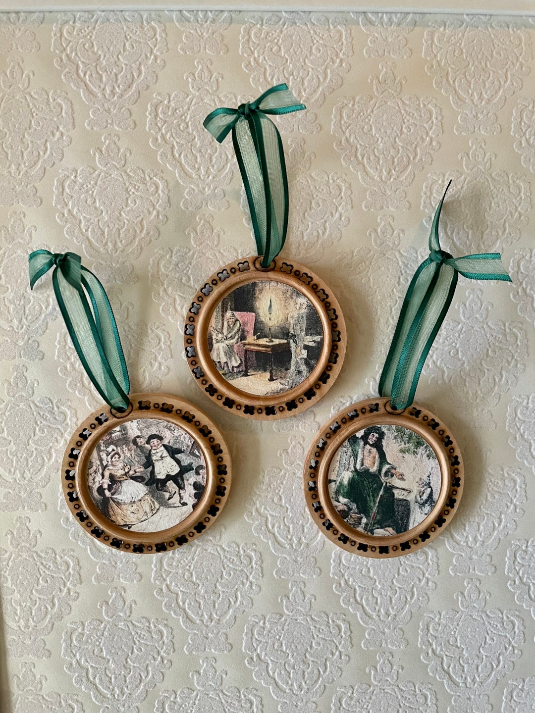 A Christmas Carol Set of 3 Ornaments | Vintage Illustrations From Book ...