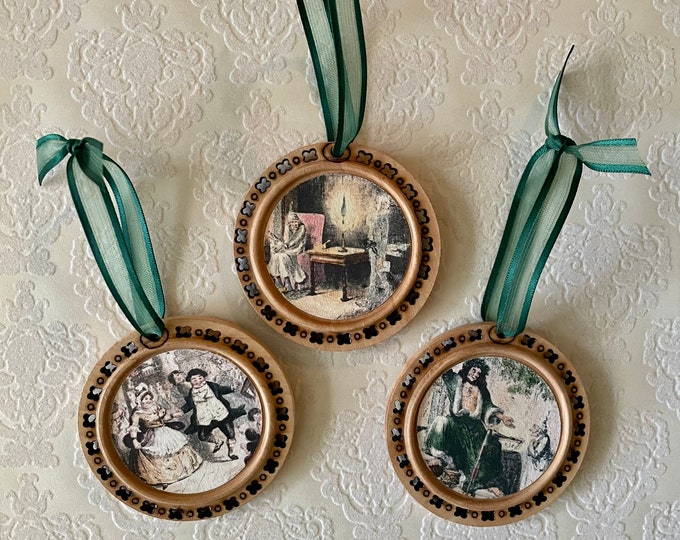 A Christmas Carol Set of 3 Ornaments Vintage Illustrations From Book ...