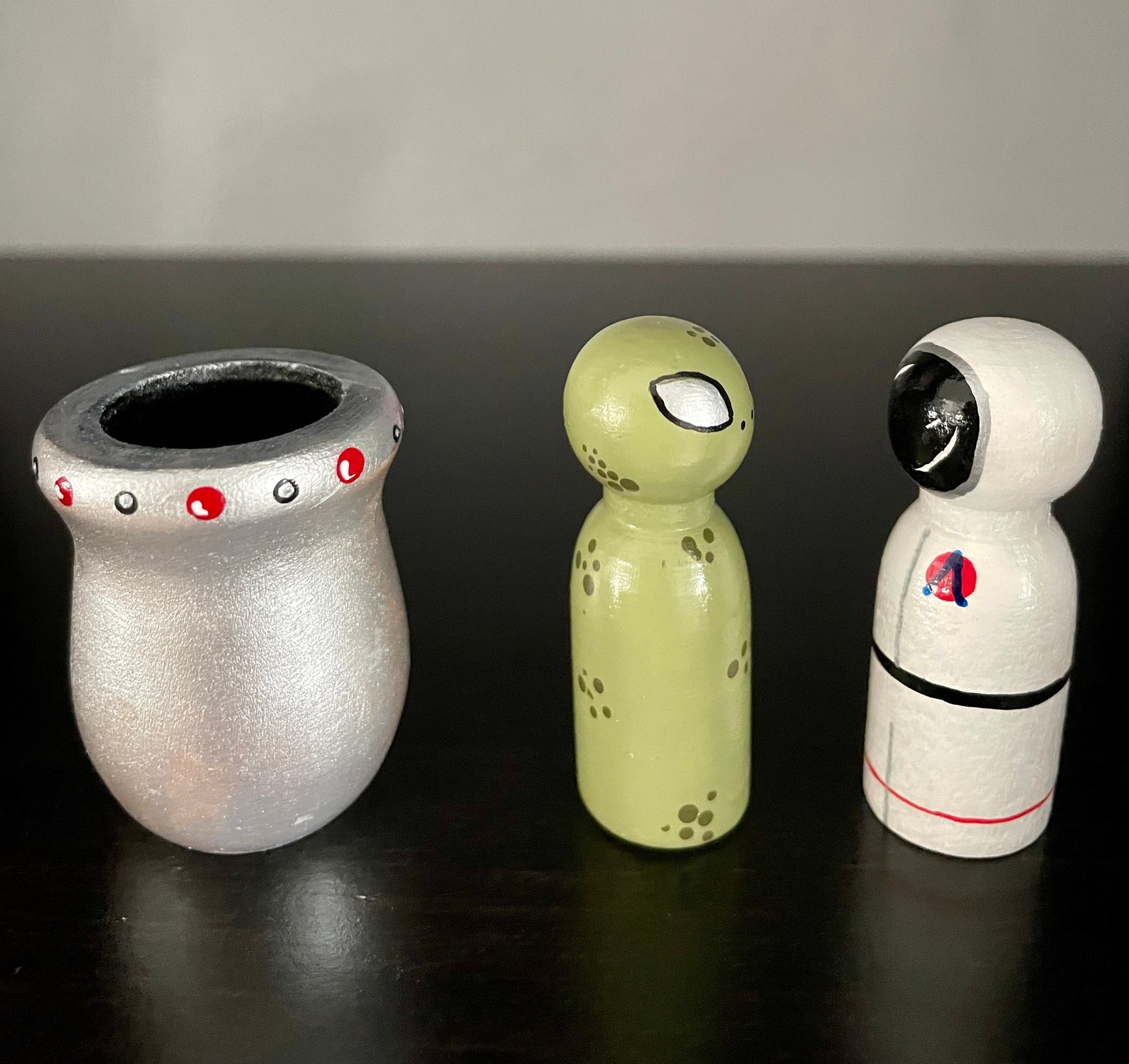 Astronaut Alien Rocket Spaceship Peg Doll Wooden Toy Set - Etsy