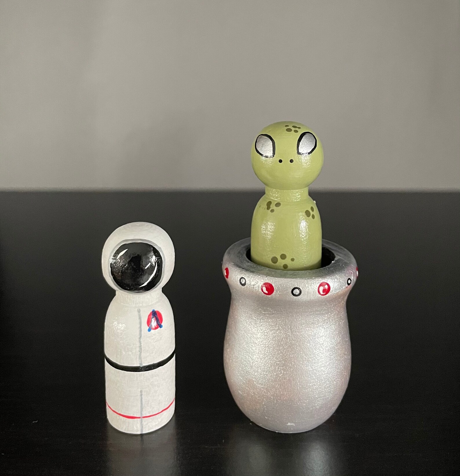 Astronaut Alien Rocket Spaceship Peg Doll Wooden Toy Set - Etsy