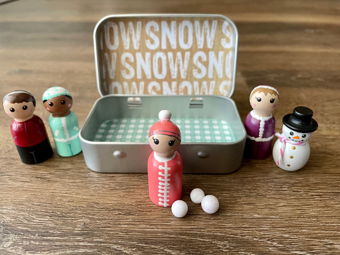 Snow Much Fun Peg People Dolls Snowman Pretend Play Set in - Etsy
