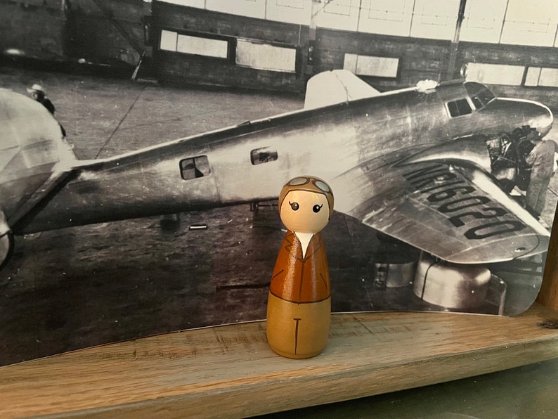 Amelia Earhart Pilot Aviation Peg Doll Influential Women in - Etsy