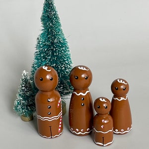 Gingerbread Family Peg People Wooden Toys, Christmas, Set of 4, Gift ...
