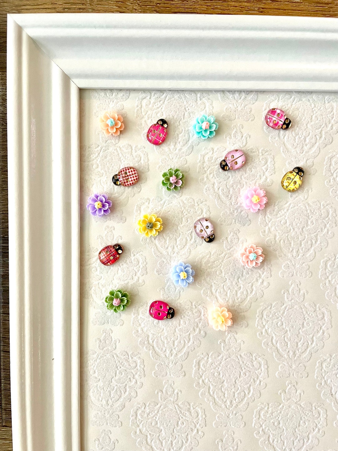 Ladybugs and Flowers Push Pins | Decorative Nature Thumbtacks ...