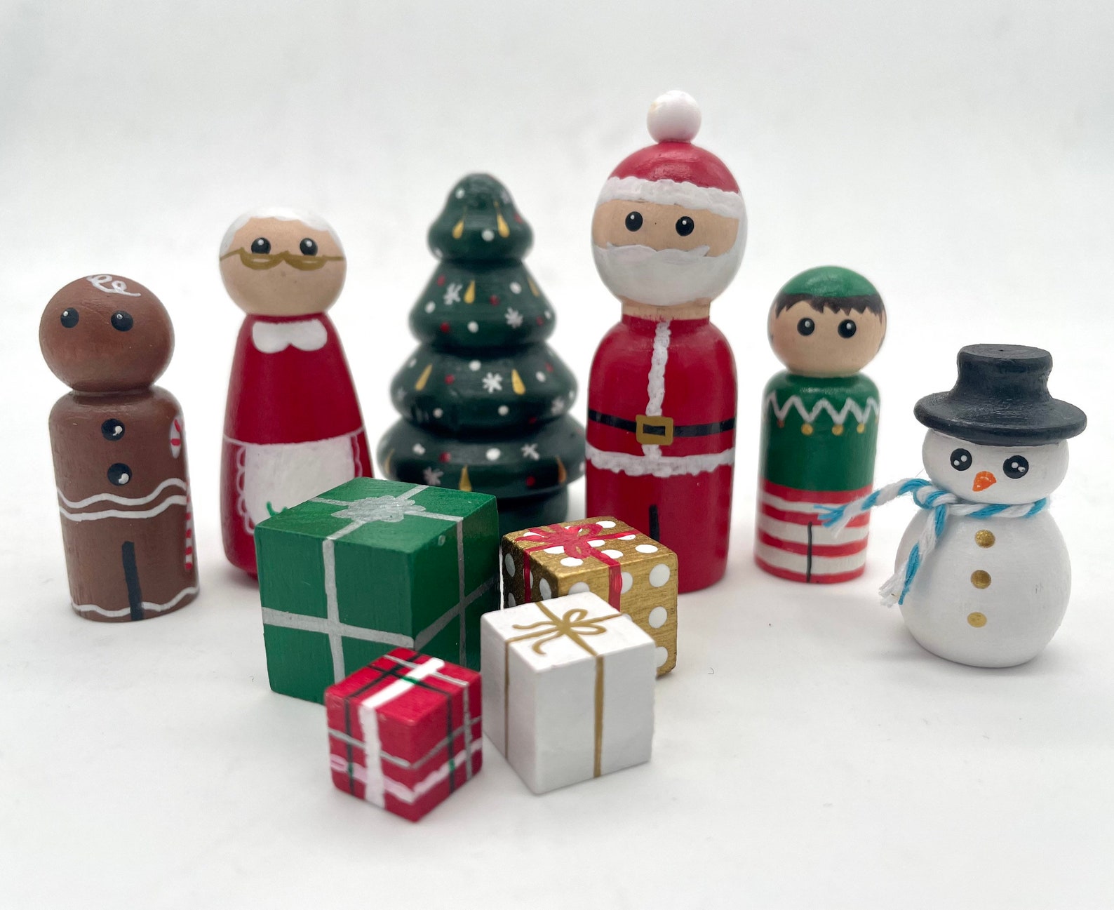 Christmas Play Set | Hand Painted Wooden Toy Figures | Set of 10 ...