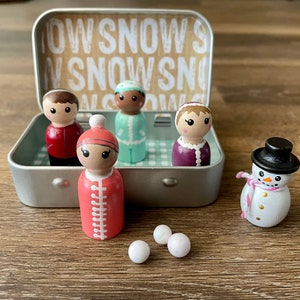 Snow Much Fun Peg People Dolls Snowman Pretend Play Set in Winter ...