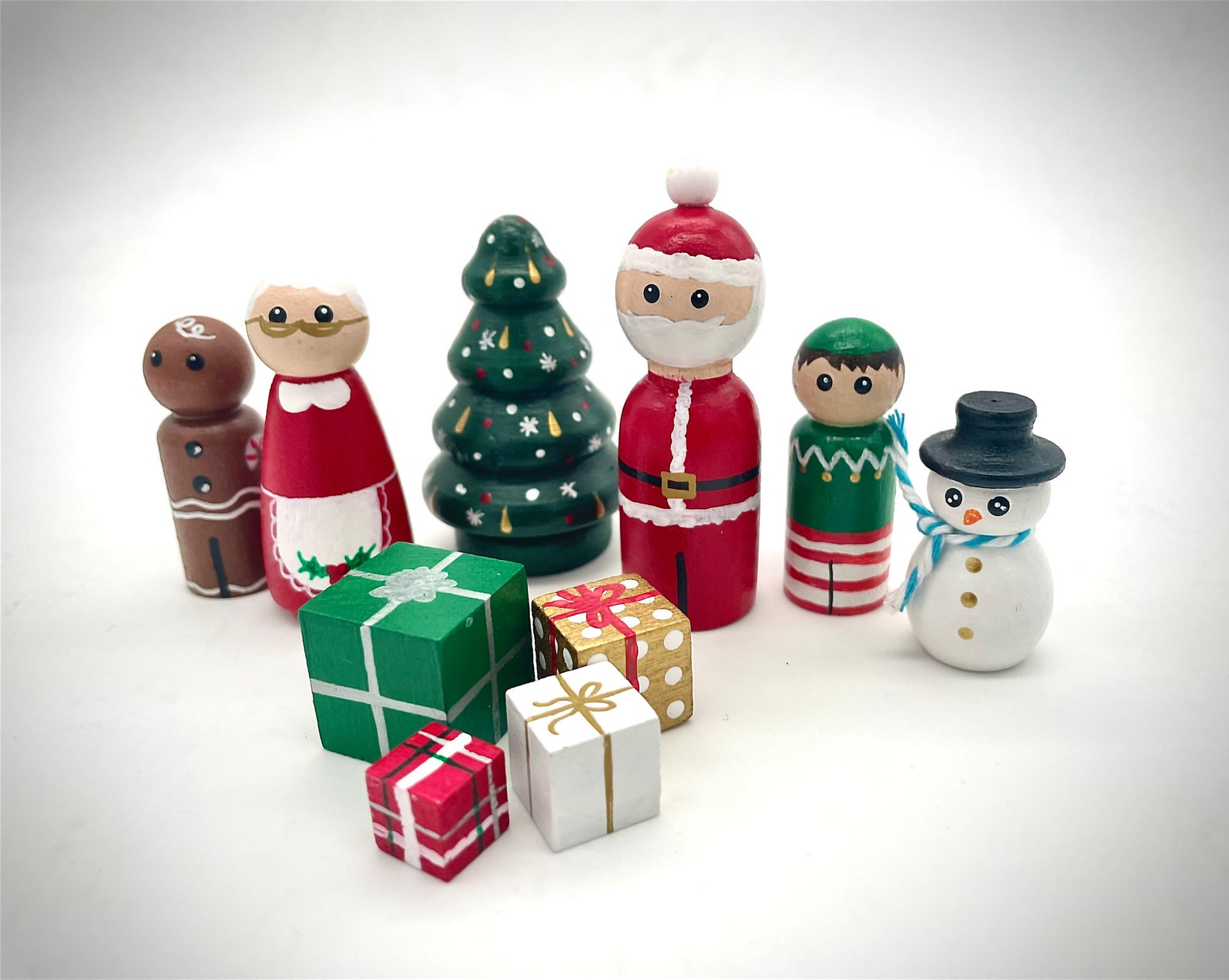 Christmas Play Set | Hand Painted Wooden Toy Figures | Set of 10 ...