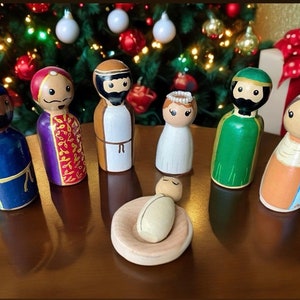 Nativity Set 7 Piece Handmade Christmas Decorations Wooden Figures ...