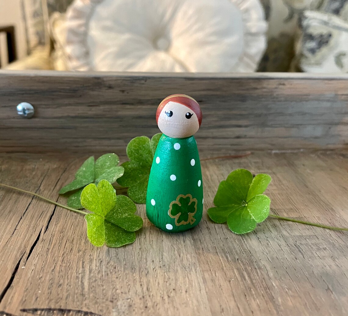 Irish Girl | St Patrick’s Day Peg Doll Figure | Cute Gift | Holiday ...