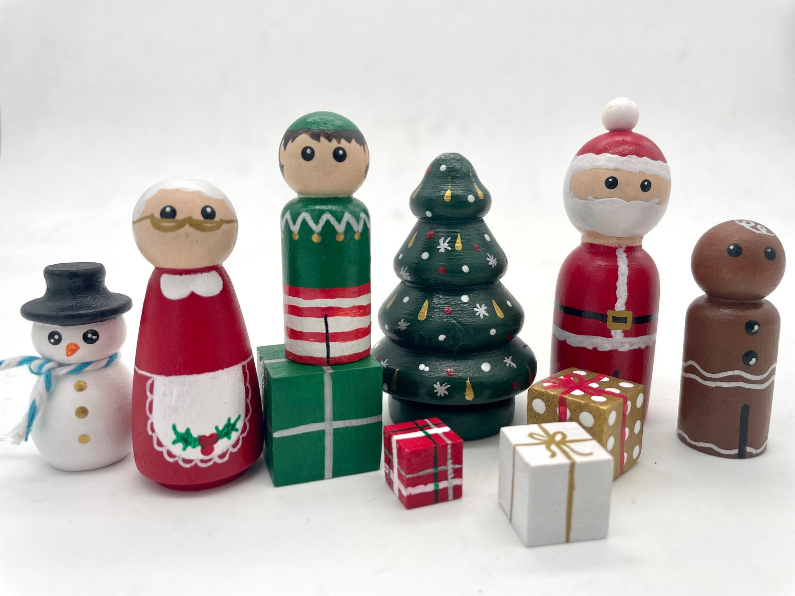 Christmas Play Set | Hand Painted Wooden Toy Figures | Set of 10 ...