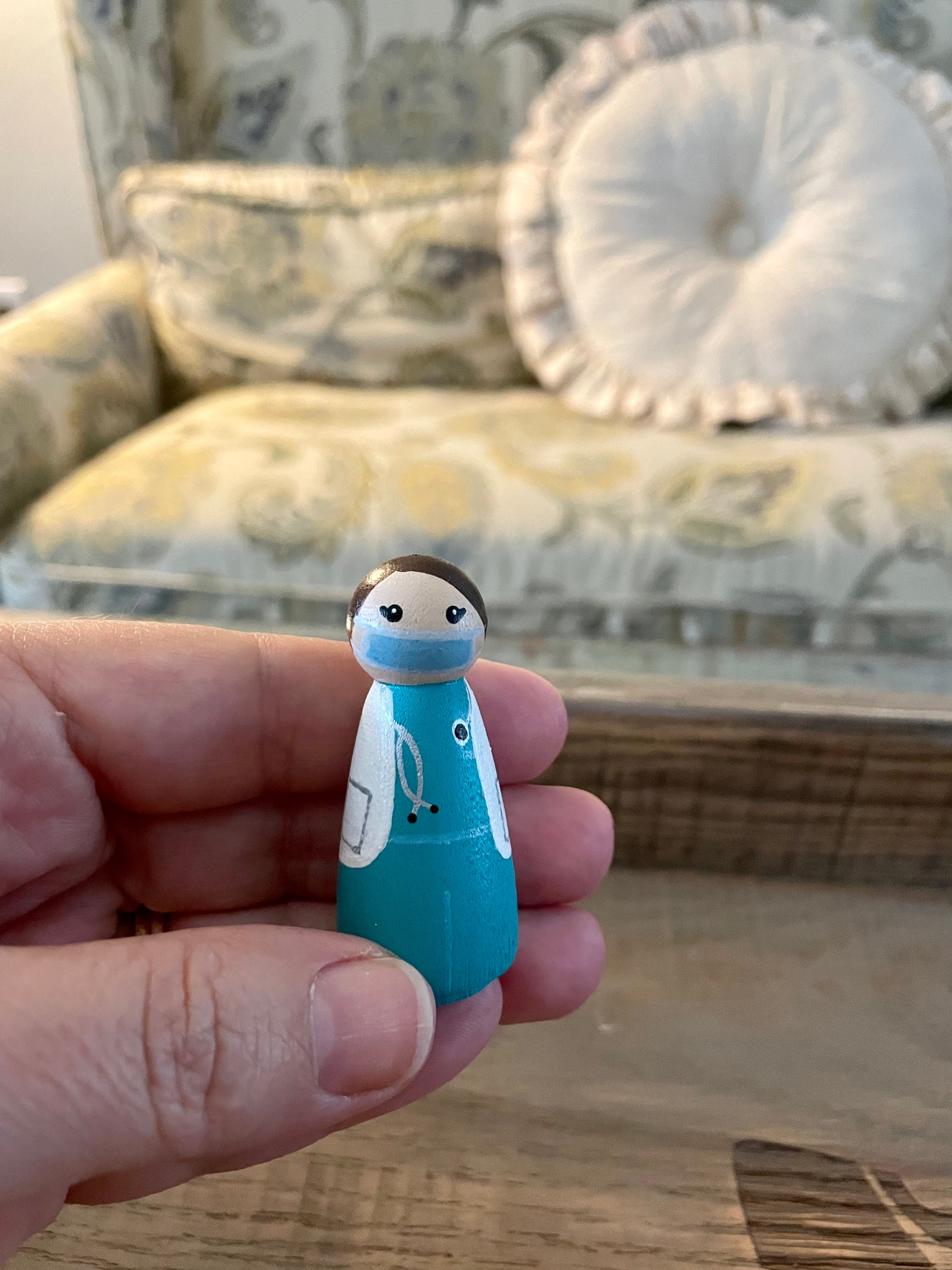 Doctor Peg Doll | Ornament or Figure | Surgeon | Pediatrician | Cute ...
