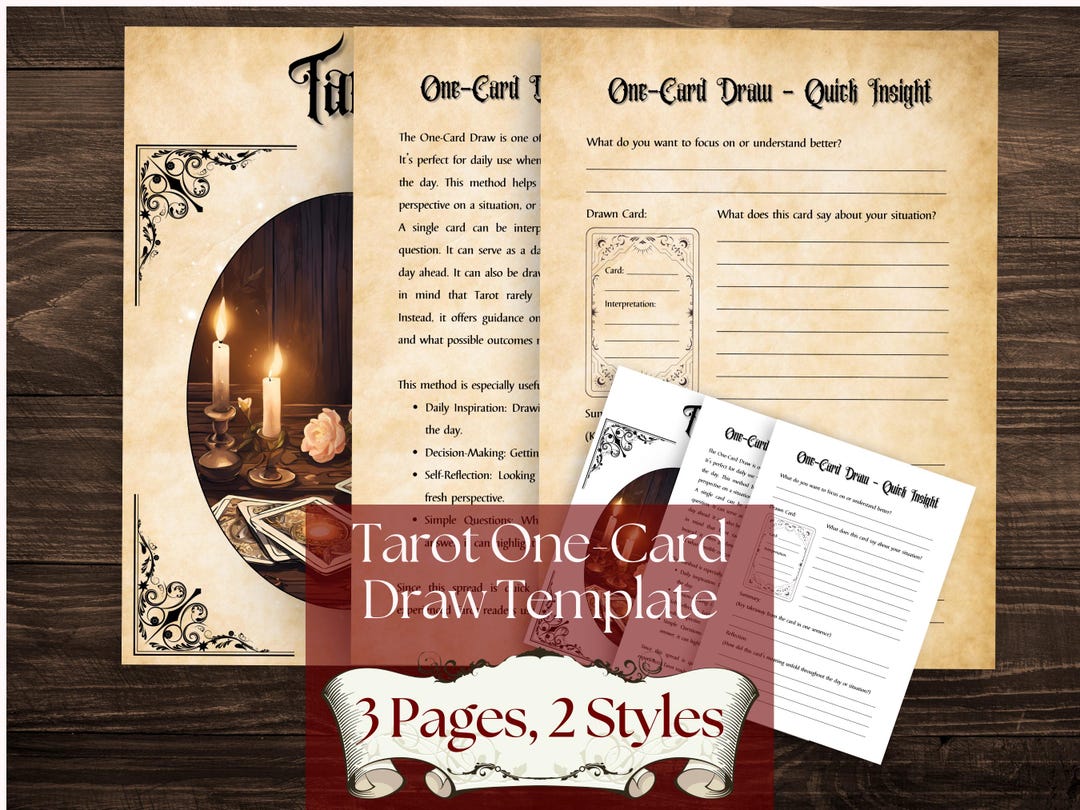 Tarot Daily Card Template | One-card Draw PDF | Tarot Journal Printable ...