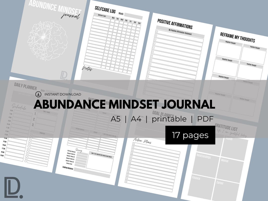 Abundance Mindset Journal | Daily Planner and Self-care Log ...