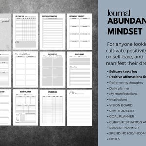 Abundance Mindset Journal | Daily Planner and Self-care Log ...