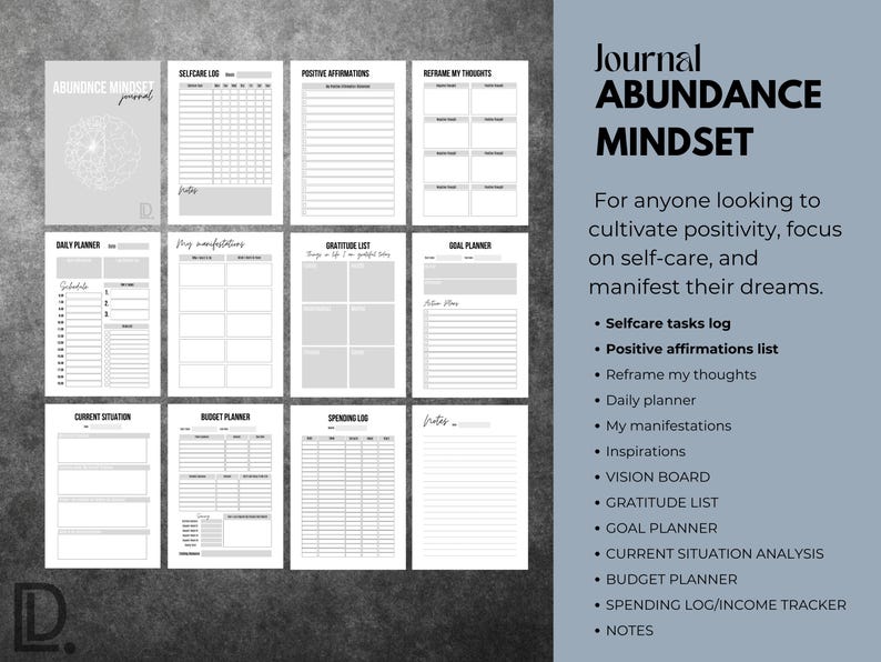 Abundance Mindset Journal | Daily Planner and Self-care Log ...
