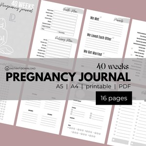 Printable Pregnancy Journal | A4 & A5 PDF | Instant Digital Download - Etsy