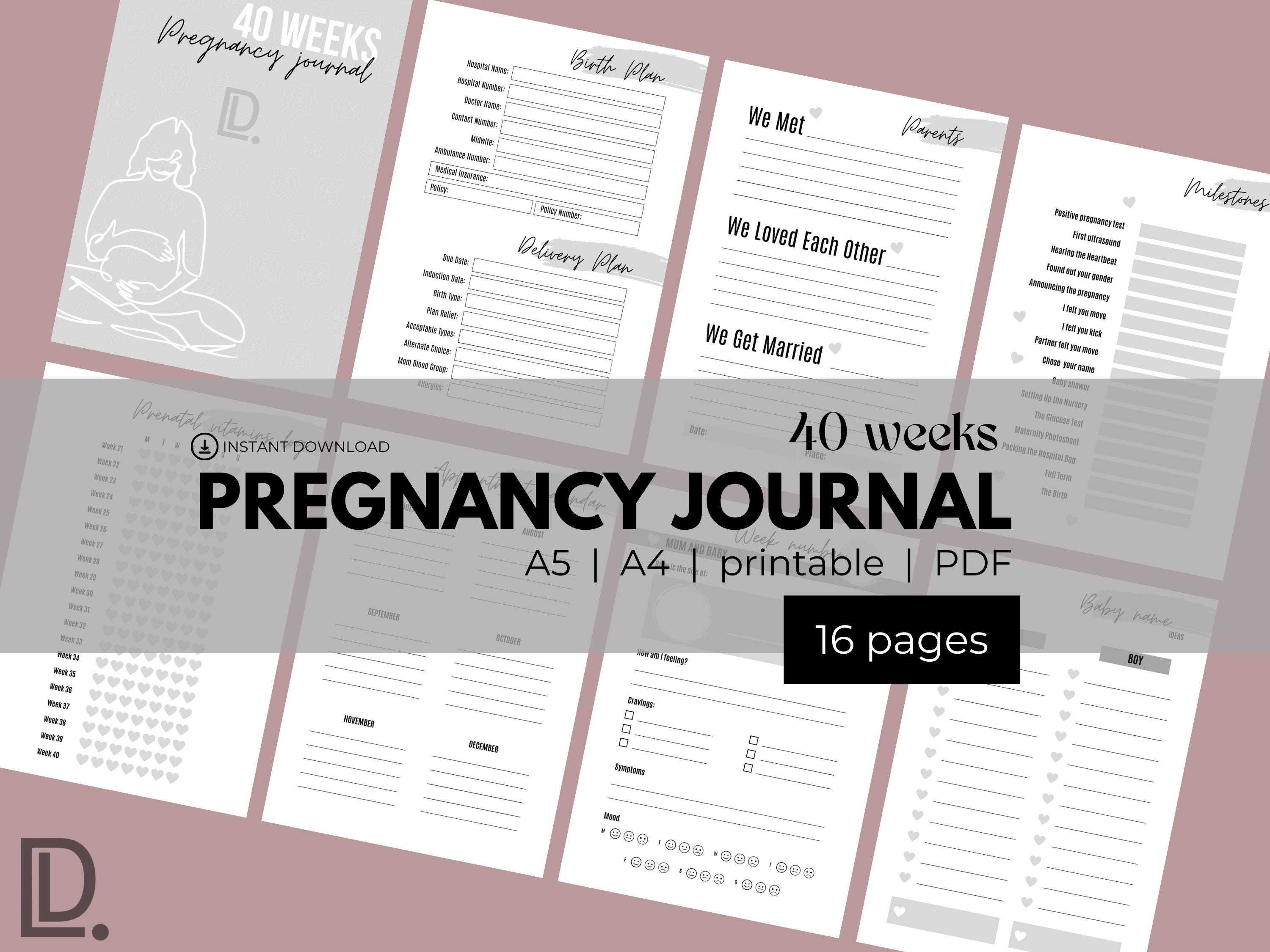 Printable Pregnancy Journal | A4 & A5 PDF | Instant Digital Download - Etsy
