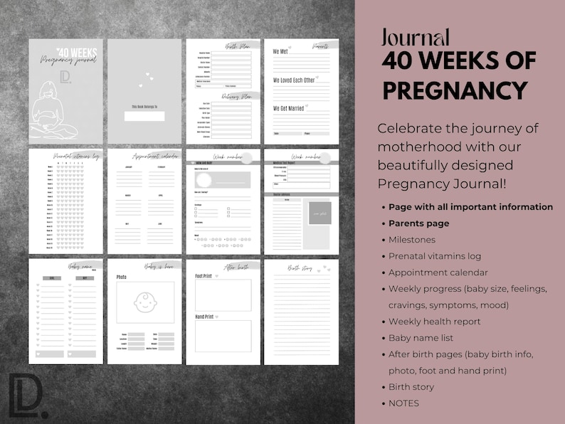 Printable Pregnancy Journal | A4 & A5 PDF | Instant Digital Download - Etsy