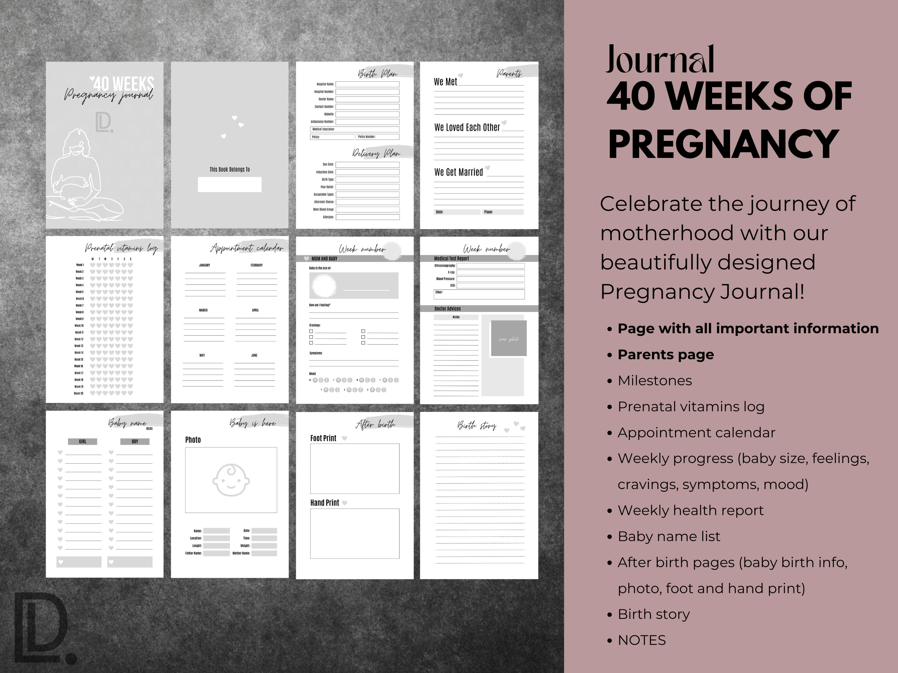 Printable Pregnancy Journal | A4 & A5 PDF | Instant Digital Download - Etsy