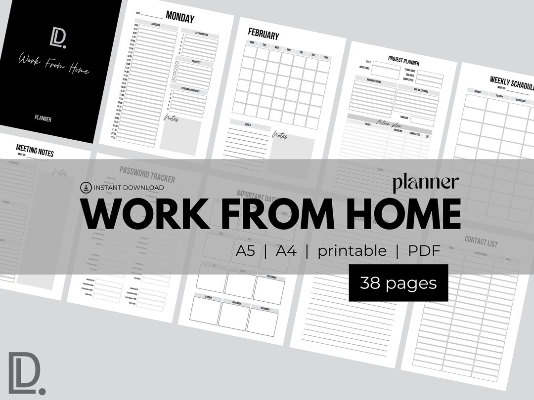 Work From Home Planner, Printable, To-do List, Productivity Planner ...