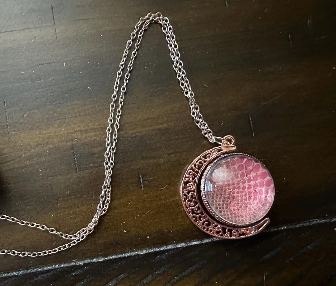Real Ball Python Snake Shed Spinning Moon Pendant Necklace - Etsy