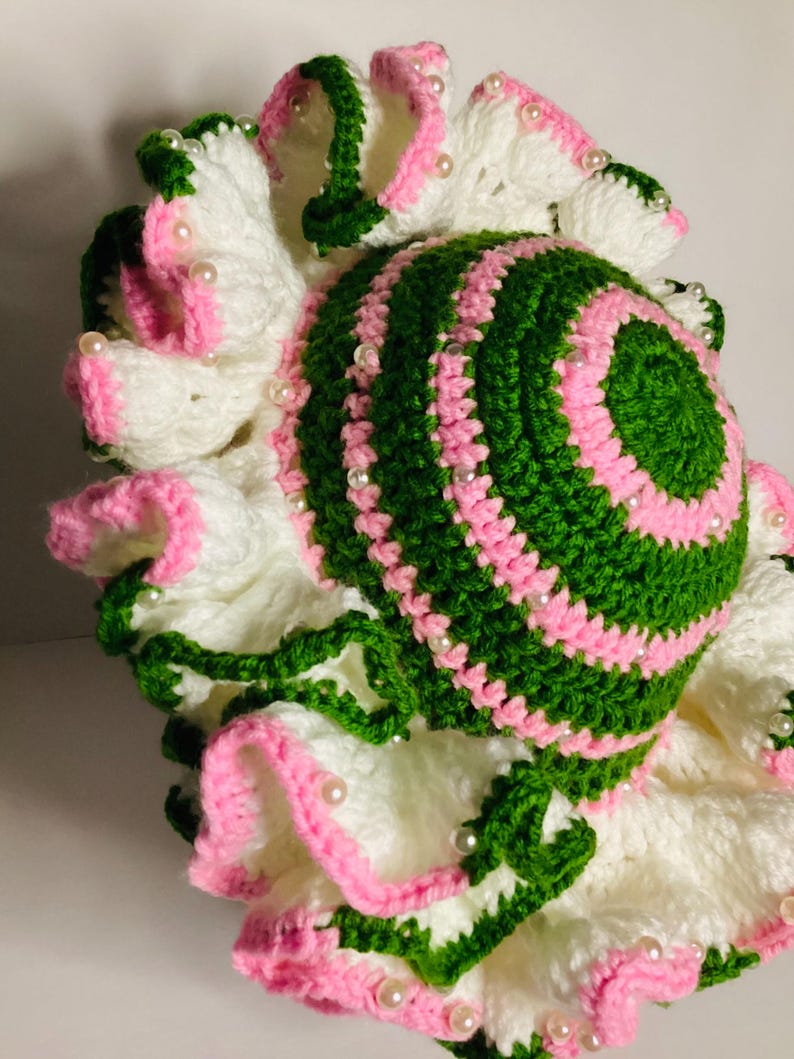 Pink and Green With Pearls Ruffle Hat | Great Gift for Mom| Great Gift ...