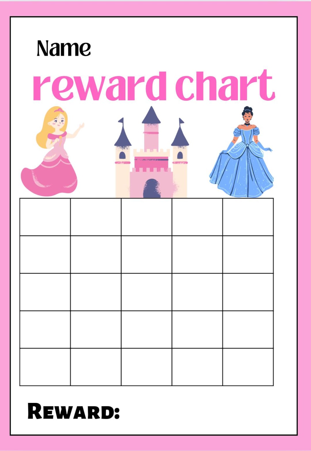Princess Reward Chart - Etsy