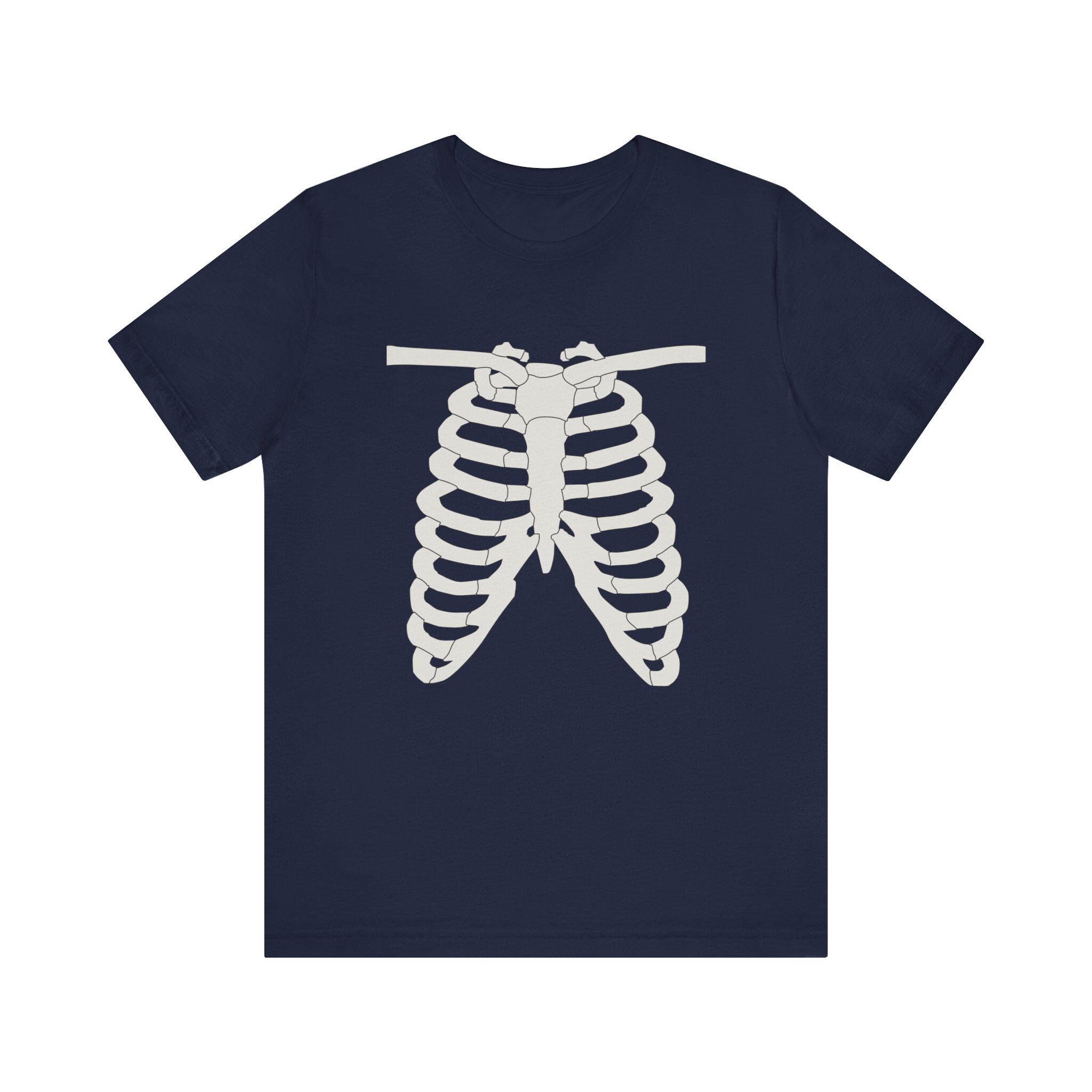 Skeleton Ribcage Halloween T-shirt, Spooky Skeleton Bones Graphic Tee ...