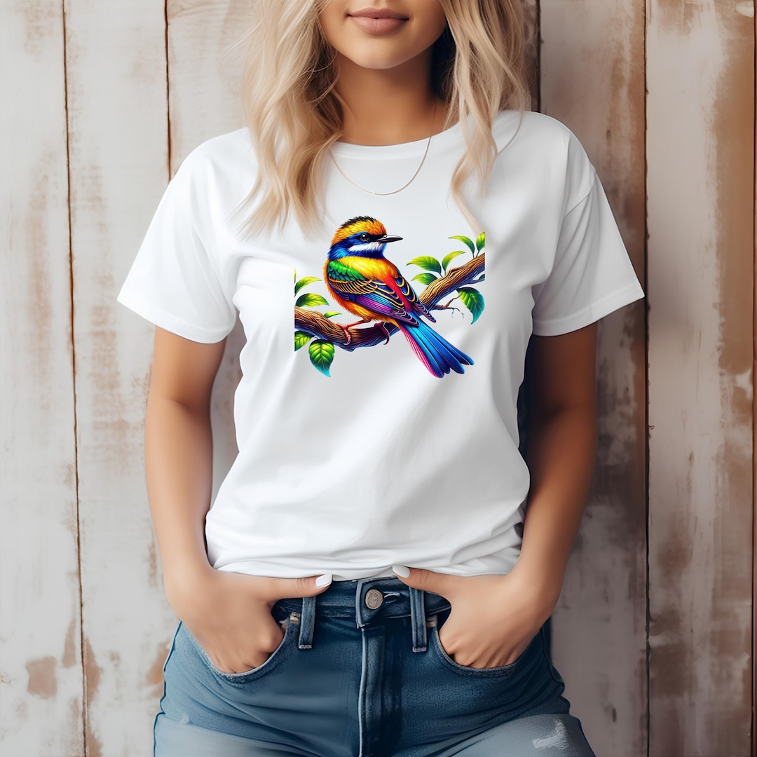 Colorful Bird T-shirt - Vibrant Avian Art Tee for Nature Lovers & Bird ...