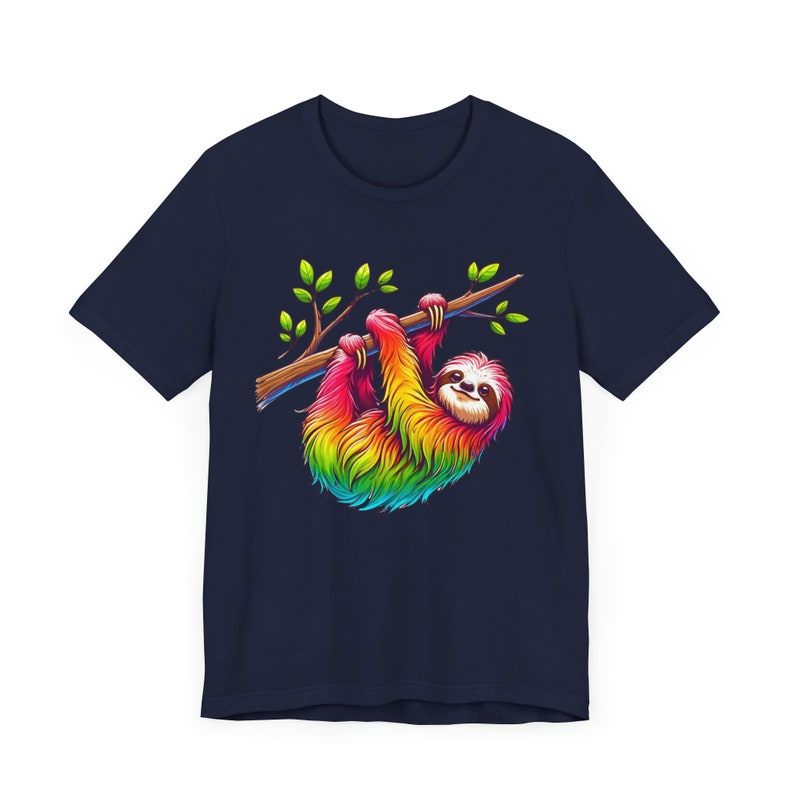 Rainbow Sloth T-shirt, Cute Colorful Sloth Tee, Women's Graphic Sloth ...