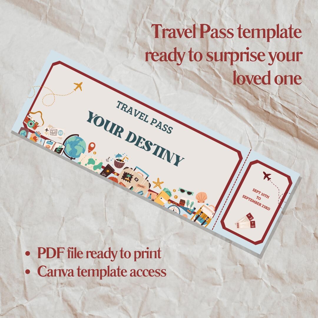 Gift Voucher for a Trip | Surprise Travel Ticket | Editable Card to ...