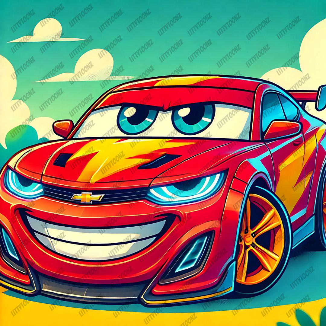 Red Lighting Car Cartoon - Etsy