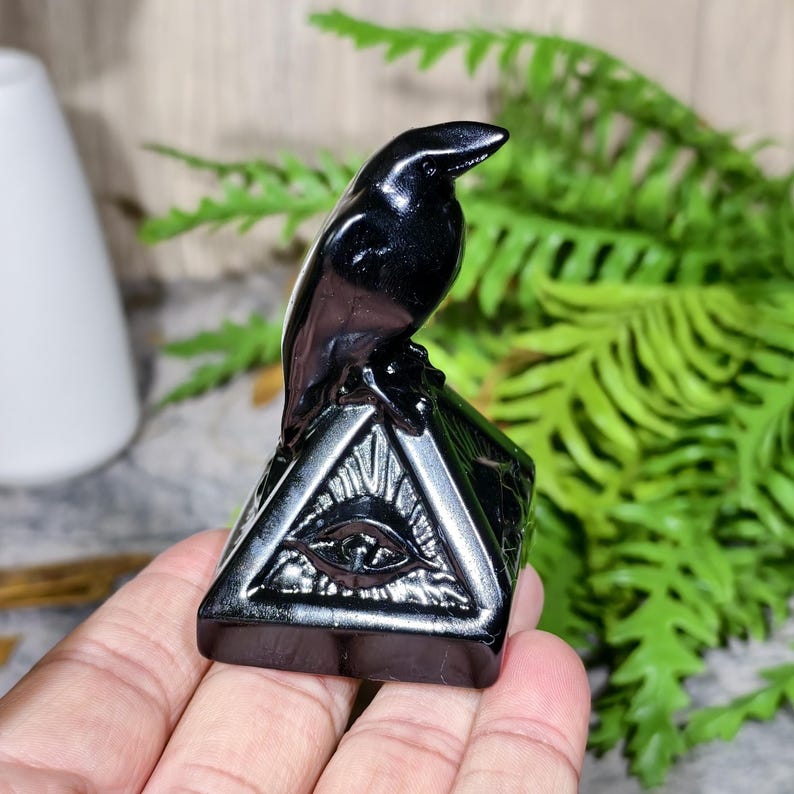 Obsidian Raven Pyramid: All-seeing Eye Sculpture - Etsy
