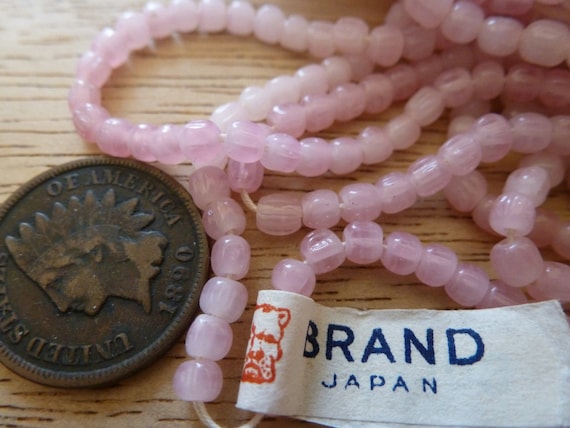 50 Vintage 3 to 4mm Japanese Pale Pink Grooved Glass Bulldog | Etsy